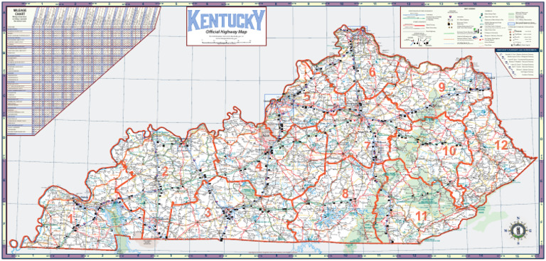 Kentucky Official Highway Map Districts 2024 | PDF | Road | Transport