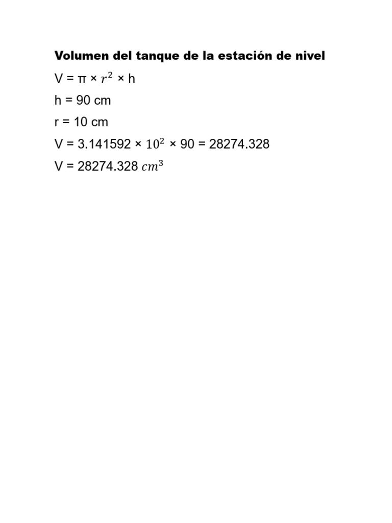 Volumen Del Tanque de La Estación de Nivel | PDF
