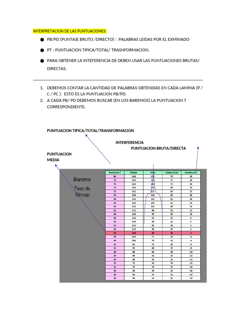 INTERPRETACION DE LAS PUNTUACIONES | PDF