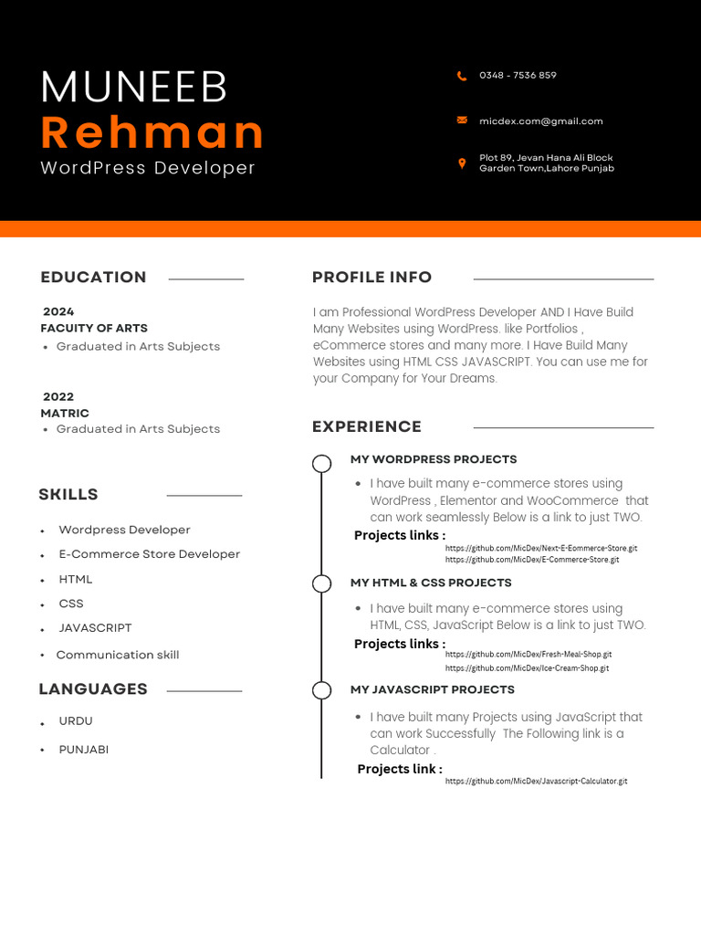 WordPress Developer Profile: Rehman | PDF
