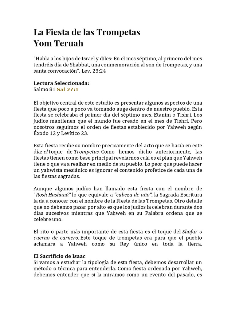 Significado de la Fiesta de Trompetas | PDF | Rosh Hashaná | Cristo ...