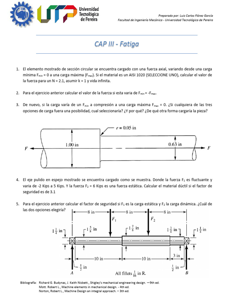 TALLER Cap III - Diseño I - Ejercicios de Repaso | PDF | Ingeniería | Ciencias fisicas