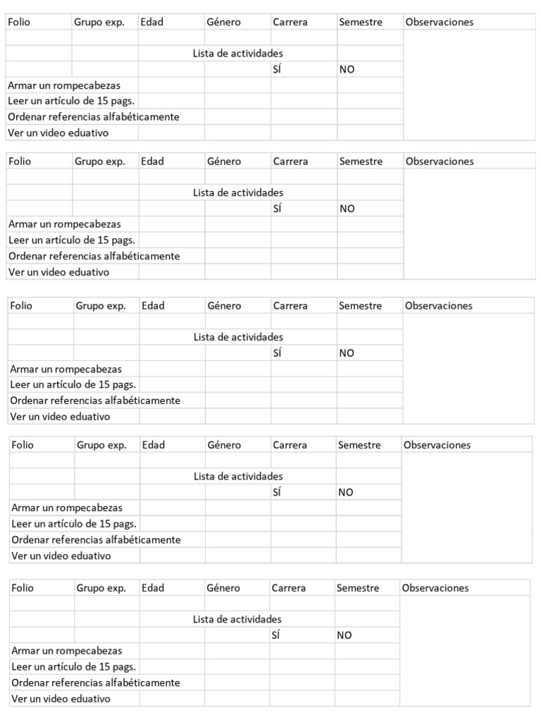 Lista de Actividades | PDF
