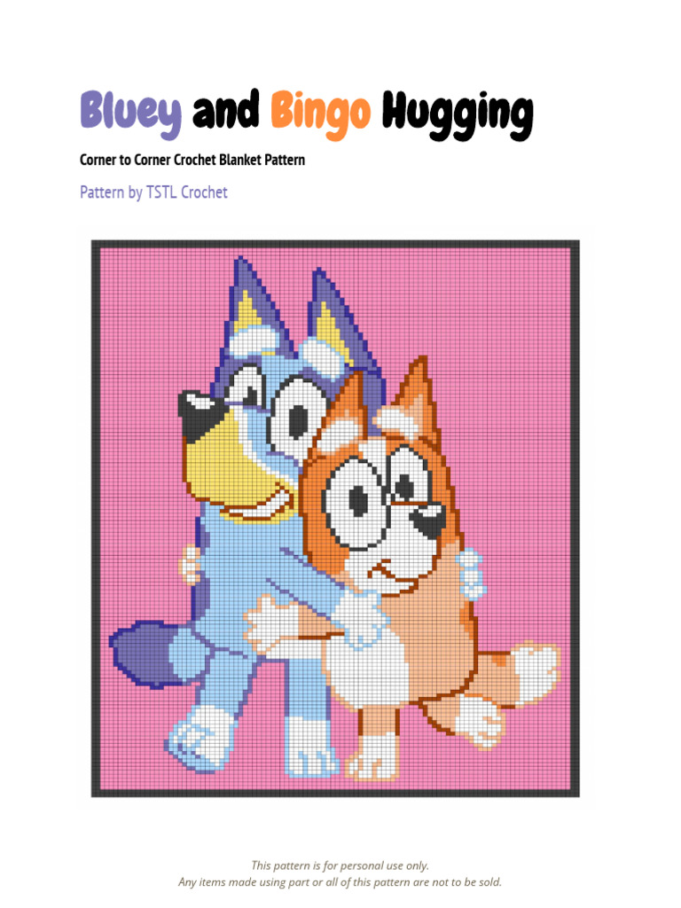 Blueyand Bingo Hugging C2 CBlanket Written Pattern | PDF | Crochet ...