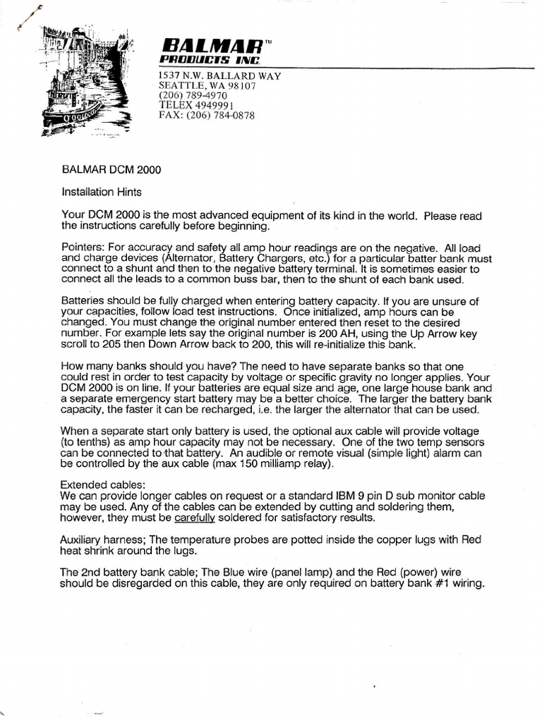 Balmar DCM 2000 | PDF