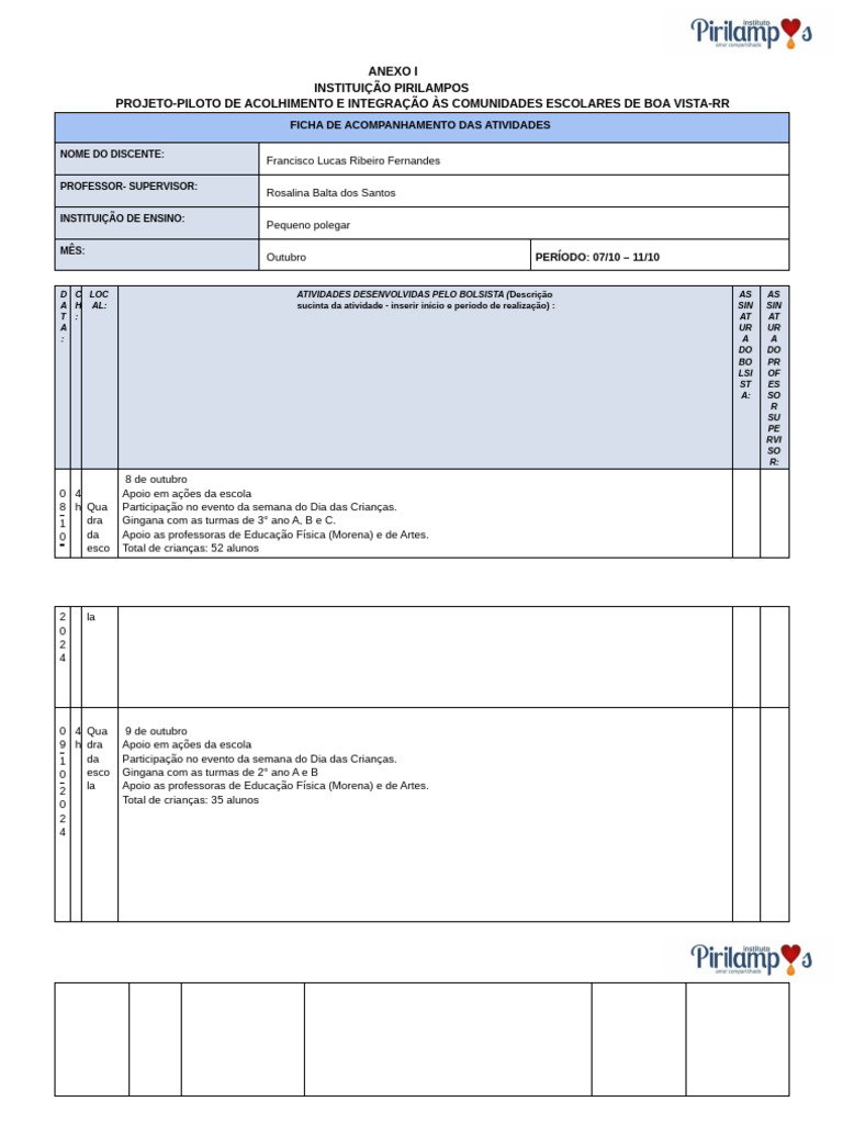 FICHA DE ACOMPANHAMENTO DAS ATIVIDADES (2) (1) | PDF
