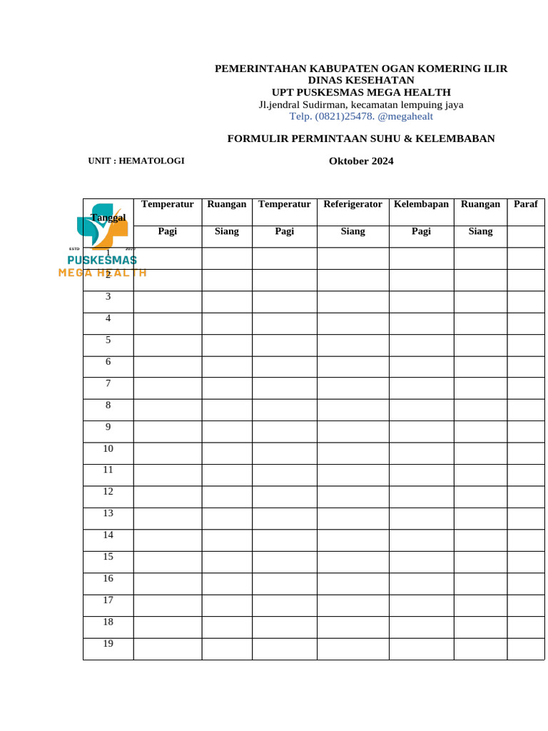 Formulir Permintaan Suhu Dan Kelembapan (UAS SMM) | PDF Formulir Permintaan Suhu Dan Kelembapan (UAS SMM) | PDF