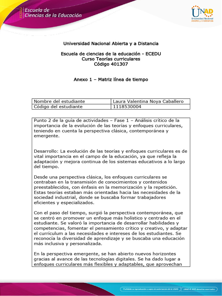 Anexo 1 - Matriz Linea de Tiempo | PDF | Plan de estudios | Cognición
