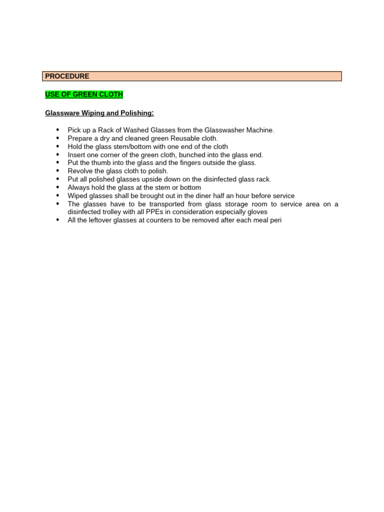 Daily Wiping Procedure | PDF