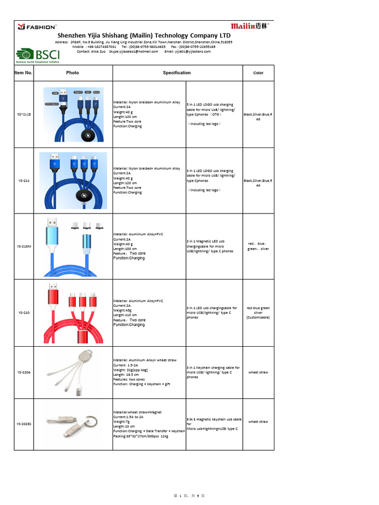 YIJIA USB CABLE CATALOG Alice Zuo | PDF | Usb | I Phone