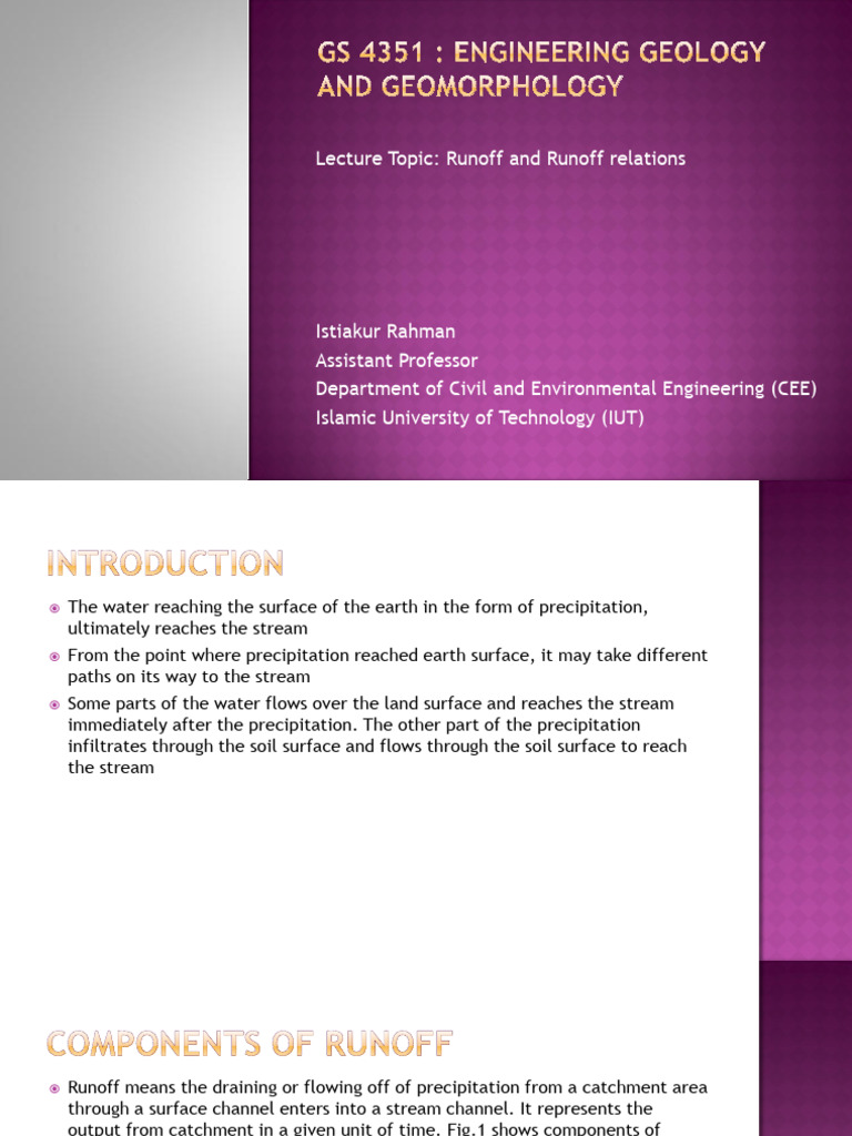 Runoff and Runoff Relations | PDF | Surface Runoff | Rain