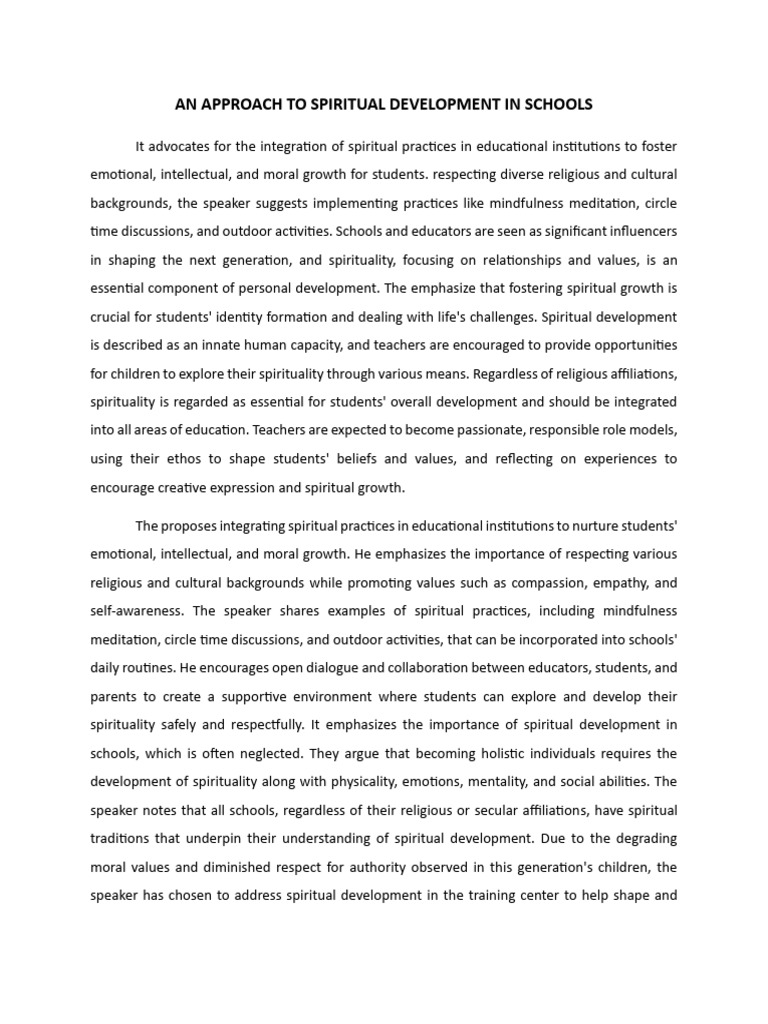 Integrating Spiritual Growth in Education | PDF | Spirituality | God