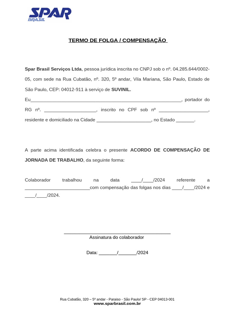 Termo Folga - 2024 | PDF
