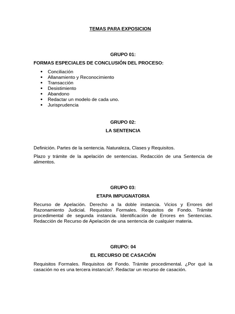 Temas para Exposicion Derecho Procesal Civil I | PDF | Derecho
