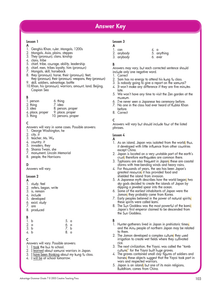 Advantage Grammar 07 Answer Key | PDF | Asteroid | Meteoroid