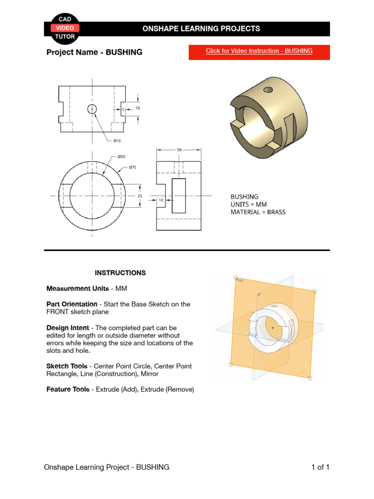 Bushing Instructiion Sheet - Onshape Projects | PDF