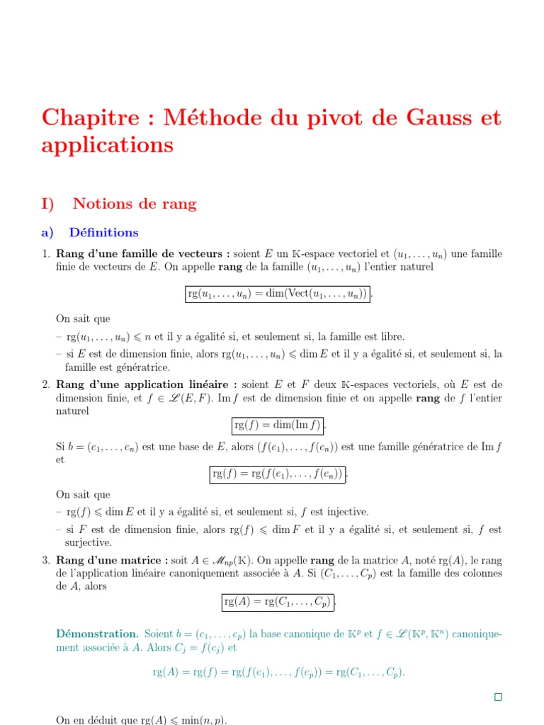 Méthode du pivot de Gauss expliquée | PDF | Matrice (Mathématiques ...