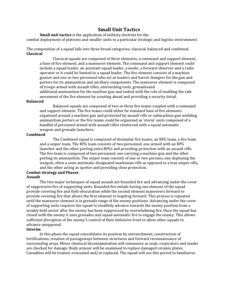 Small Unit Tactics | PDF | Military Organization | Military Operations