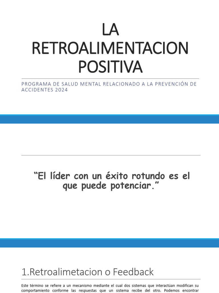 LA RETROALIMENTACION POSITIVA | PDF | Liderazgo | Realimentación