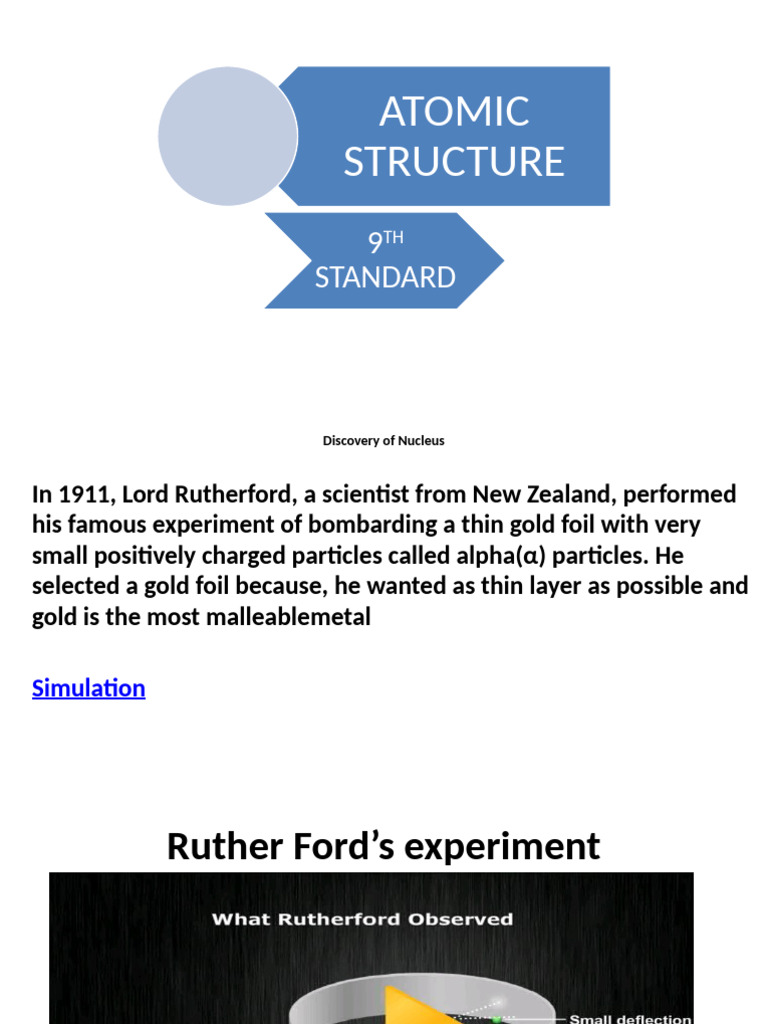 Atomic Structure 9th Science Tamilnadu Powerpoint | PDF | Atoms | Atomic Nucleus