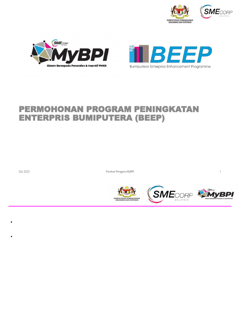 Panduan Pengguna Permohonan Insentif Bagi Program BEEP | PDF