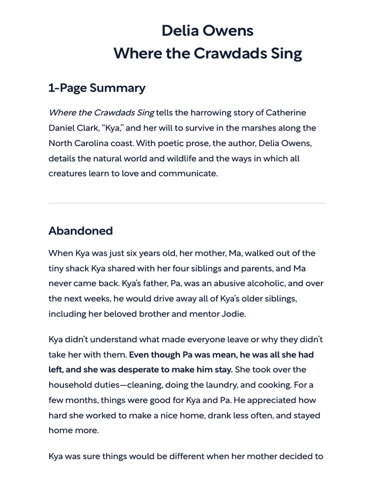 Where The Crawdads Sing - Delia Owens | PDF