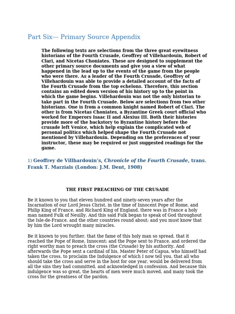 6.3 - Primary Source Appendix | PDF | Crusades | Constantinople