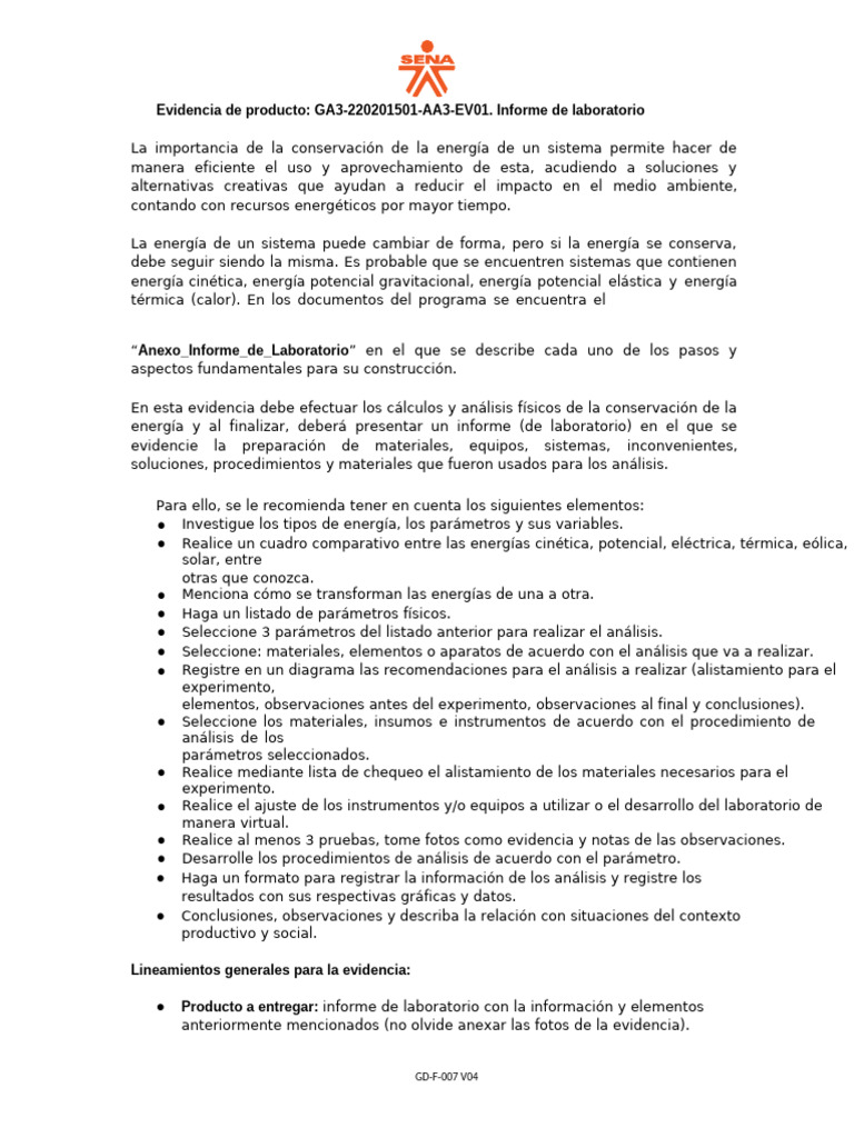 Evidencia de Producto GA3-220201501-AA3-EV01. Informe de Laboratorio | PDF | Laboratorios ...