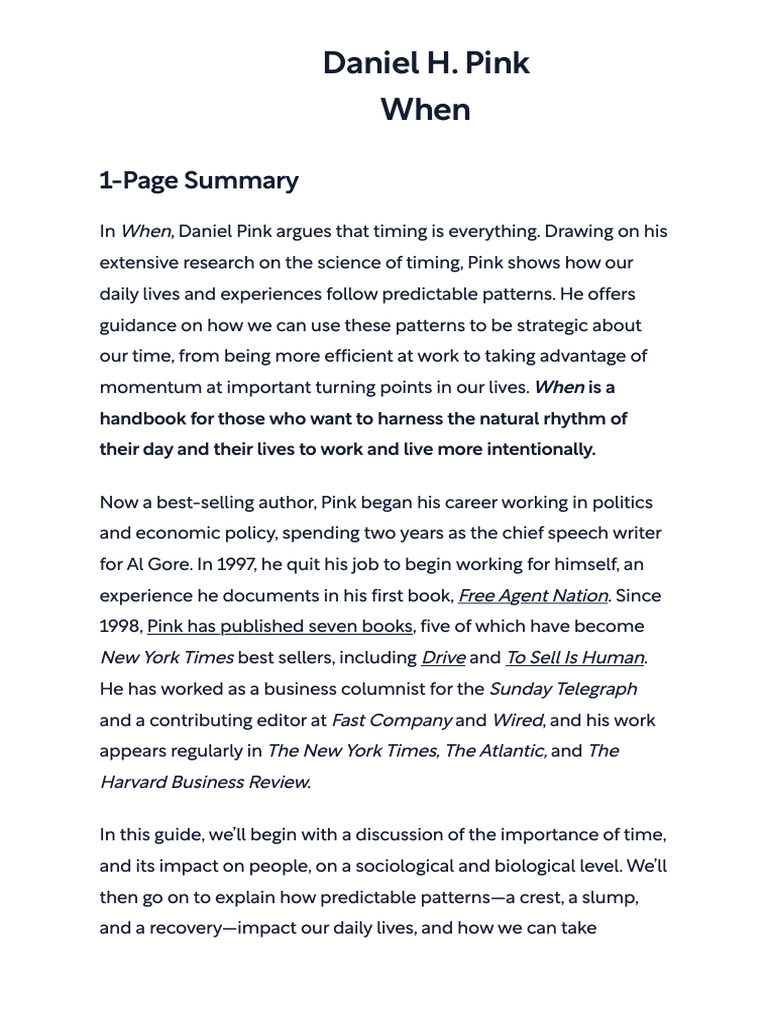 When - Daniel H. Pink | PDF | Circadian Rhythm | Sleep