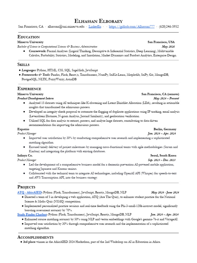 Elhassan Elboraey Resume - SWE | PDF | Artificial Intelligence | Intelligence (AI) & Semantics