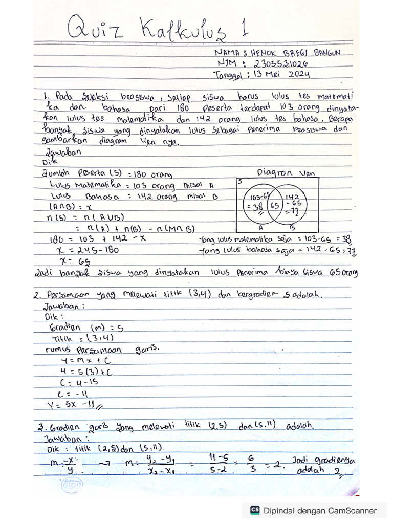 Quis Kalkulus Henok Bregi Bangun - 2305531026 | PDF