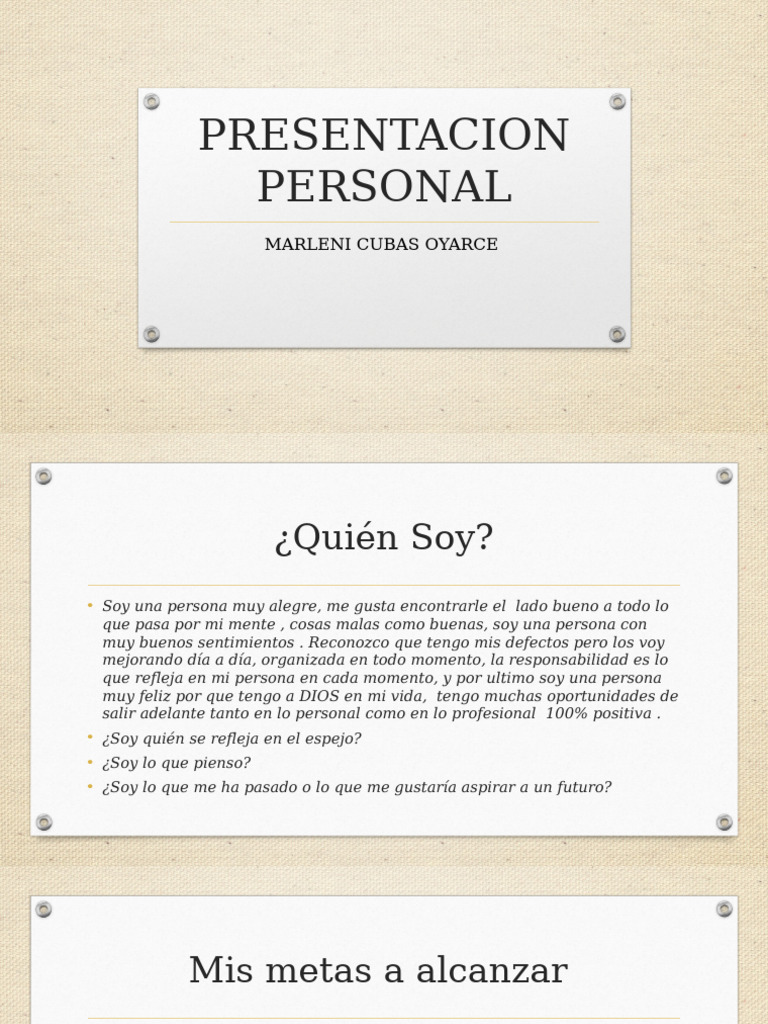 Presentación Personal de Marleni Cubas | PDF