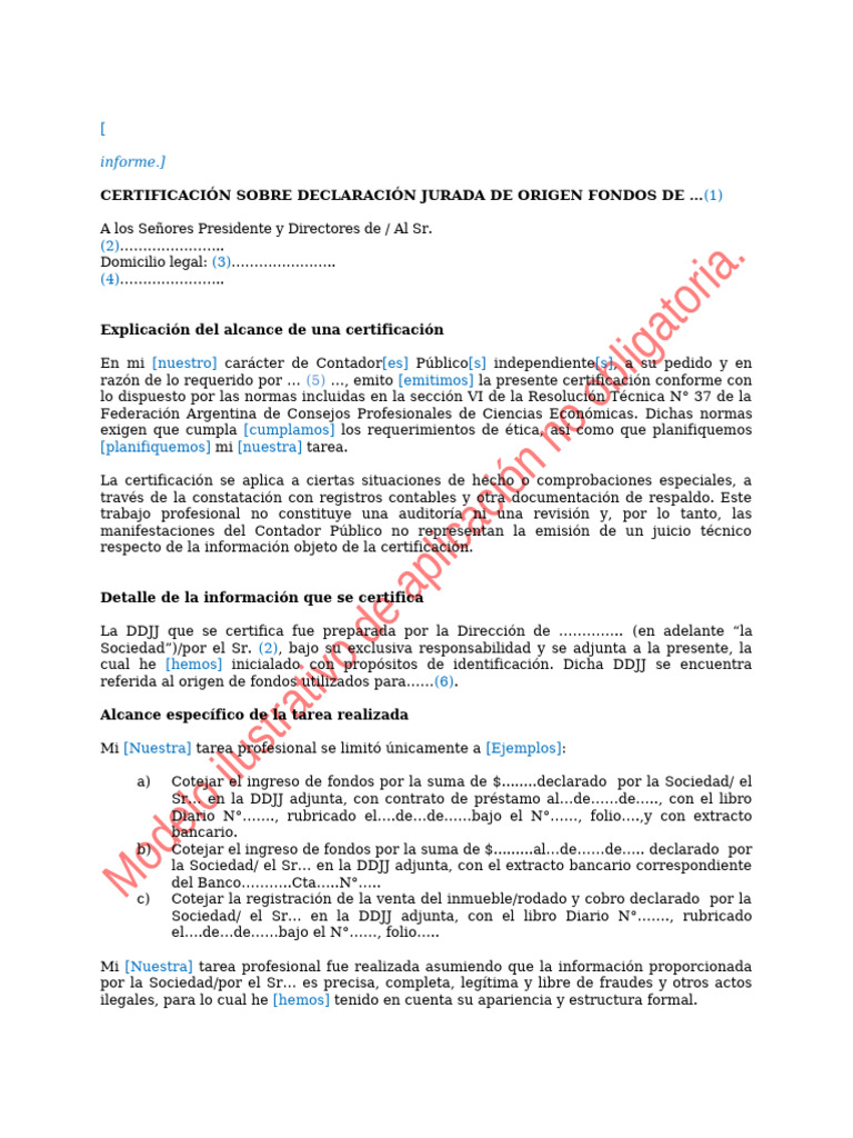 Certificación de Origen de Fondos | PDF | Contador