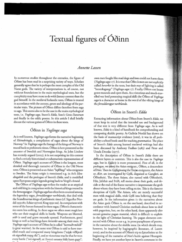 Lassen, Textual Figures of Odin | PDF | Odin | Norse Mythology