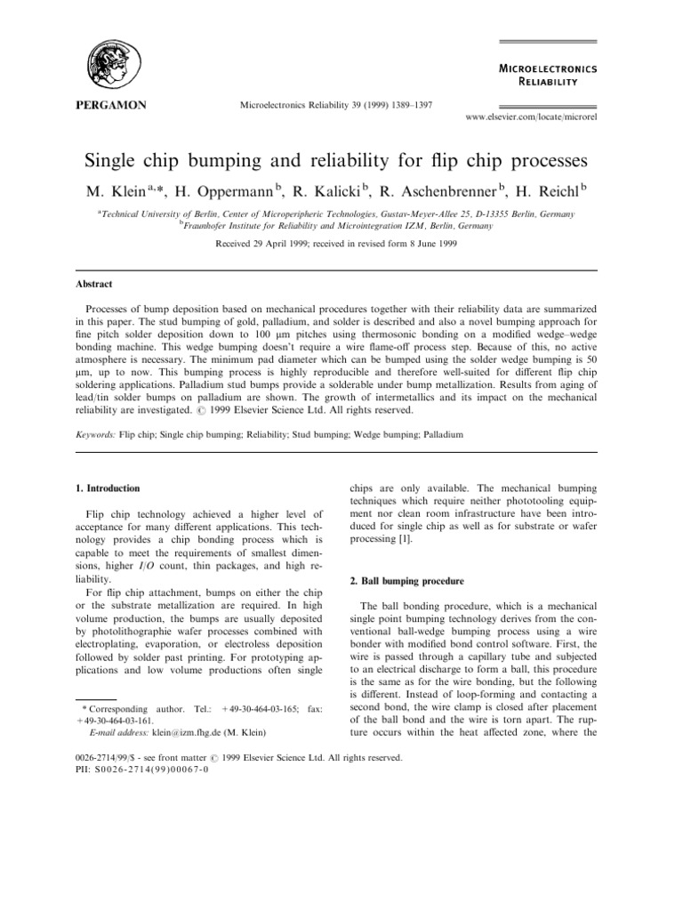 Single chip bumping and reliability for ¯ip chip processes | PDF ...