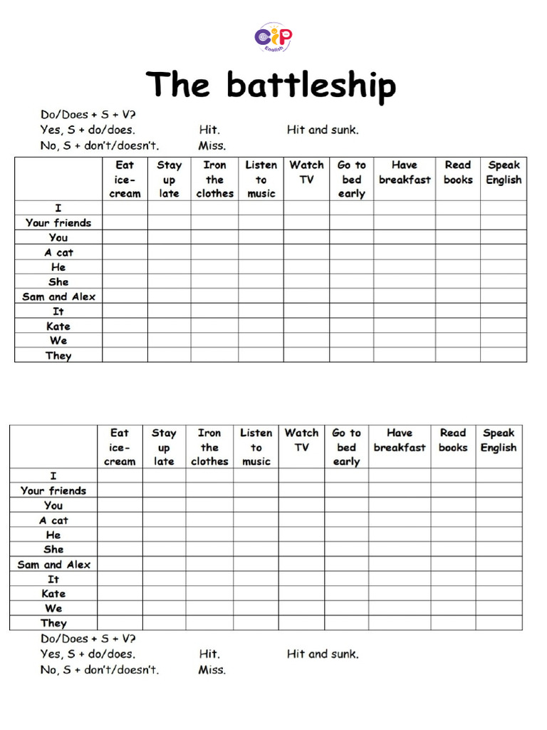 Battleship Simple Present | PDF