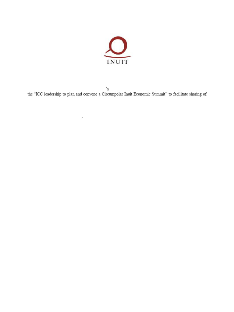 Circumpolar Inuit Economic Summit Outcomes | PDF | Arctic | Inuit
