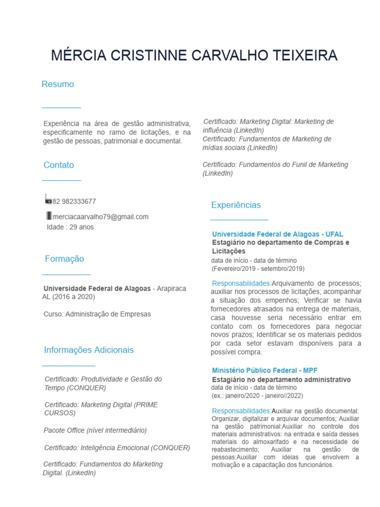 CurrÃ Culo | PDF | Marketing | Gestão de recursos humanos