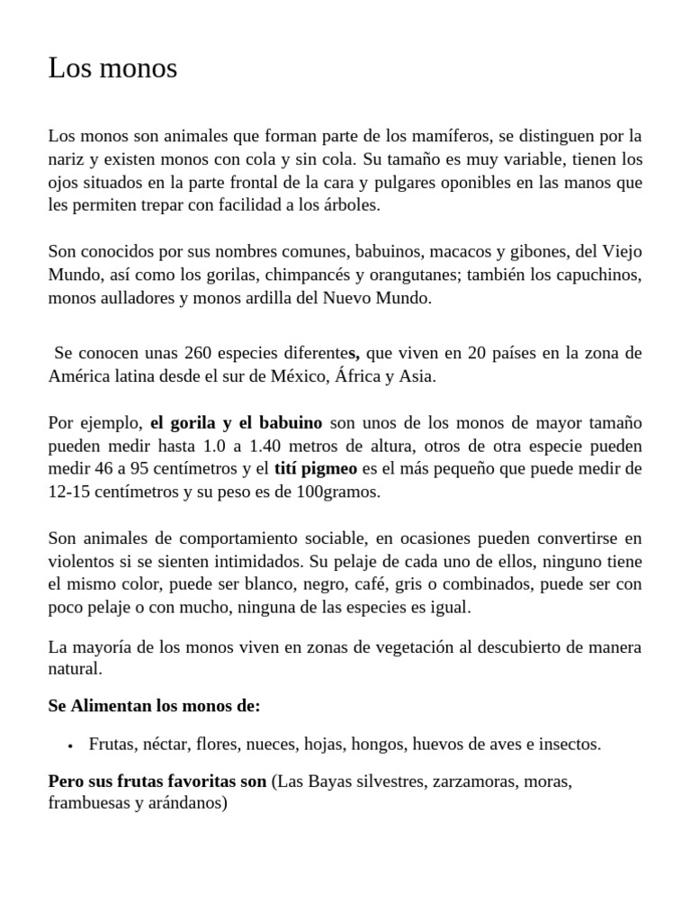 Los Monos | PDF | Mono | Taxonomía de primates