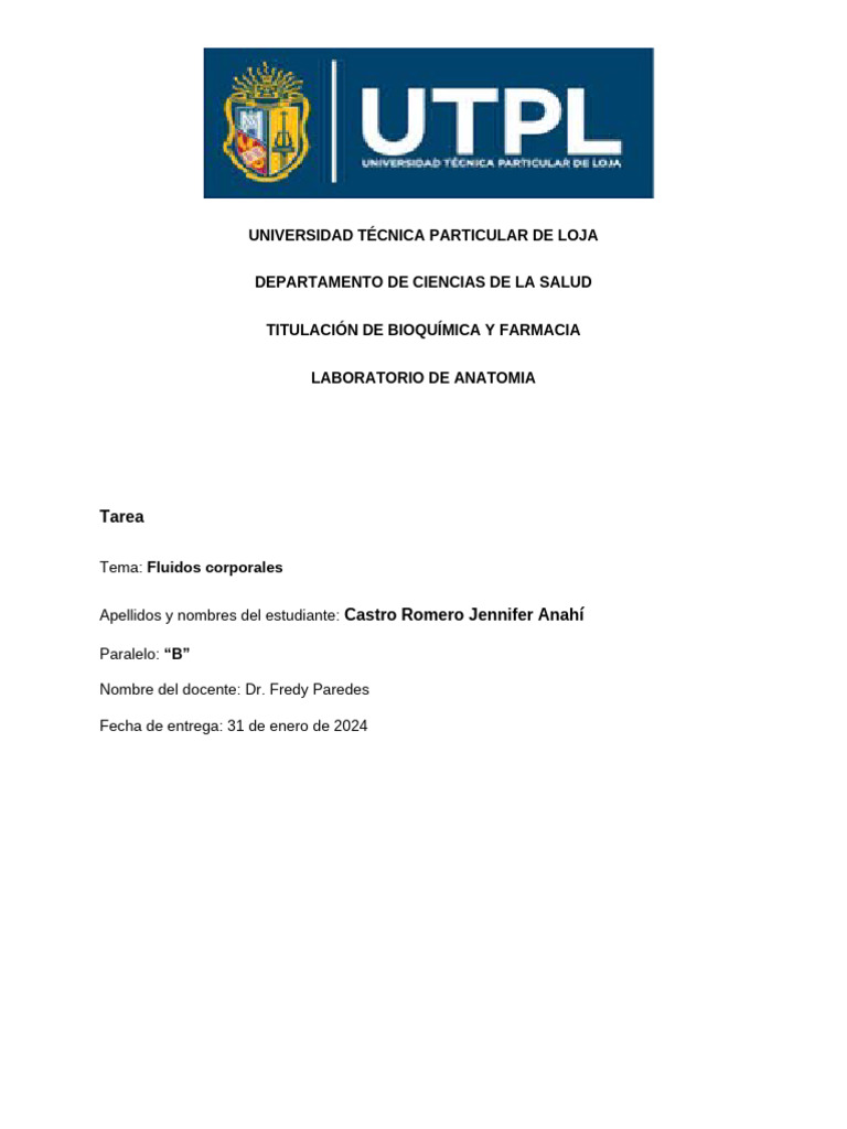 FLUIDOS CORPORALES_ANATOMIA_UTPL | PDF | Sangre | Agua