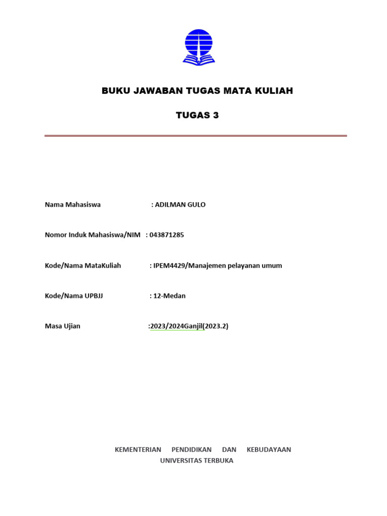 BJT Manajemen Pelayanan Umumtmk3 | PDF