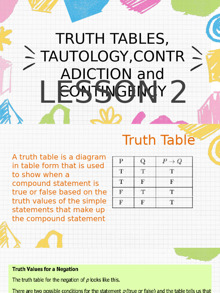 Chapter 3 Truth Tables | PDF