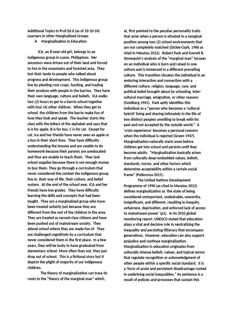 Additional Topics in Prof Ed | PDF | Social Exclusion | Thought