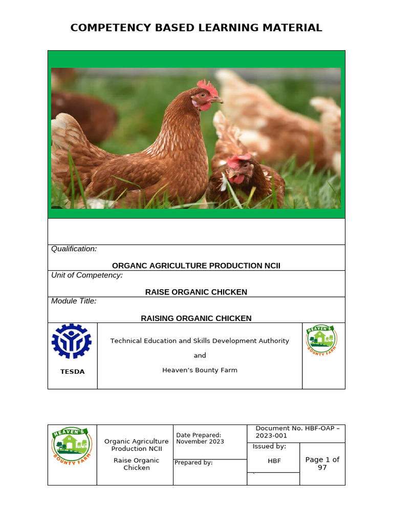 Organic Chicken HBF CBLM Final | PDF | Chicken | Poultry