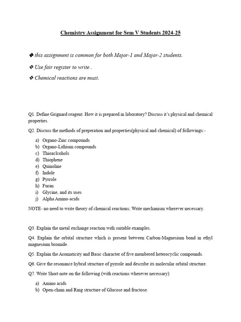 Sem V Assignment 2024-25 | PDF | Science & Mathematics