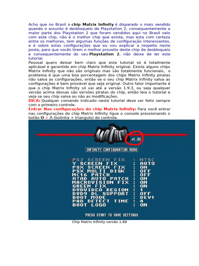 Mod Chips Matrix Configuração de Menu | PDF | Inicialização ...