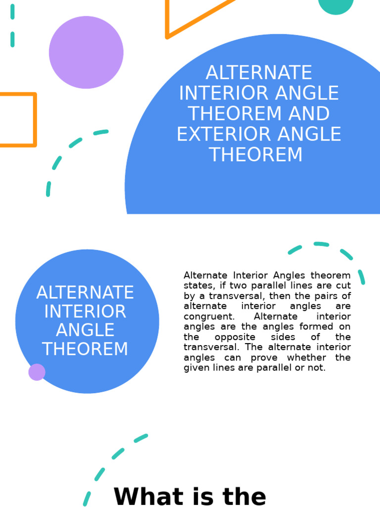 Alternate Interior Angle Theorem and Exterior Angle Theorem | PDF ...