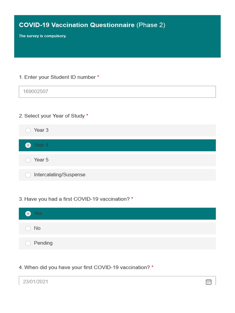 COVID-19 Vaccination Questionnaire (Phase 2) | PDF | Self-Improvement