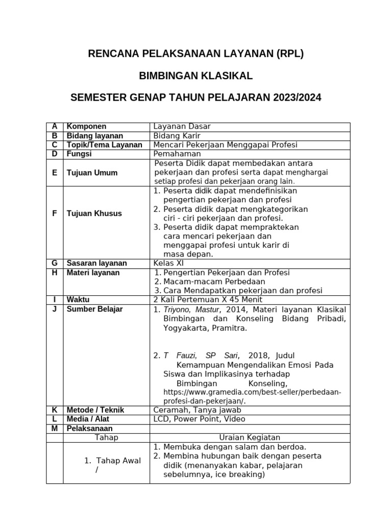 RPL Pekerjaan Dan Profesi | PDF | Karier & Perkembangan | Pengembangan Diri