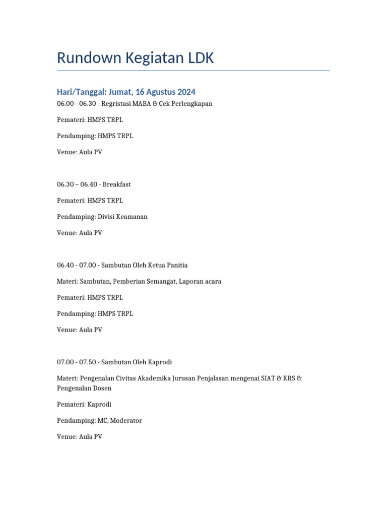 Rundown LDK Updated | PDF